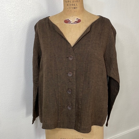 Flax | Tops | Flax Linen Brown Lightweight Button Front Top | Poshmark